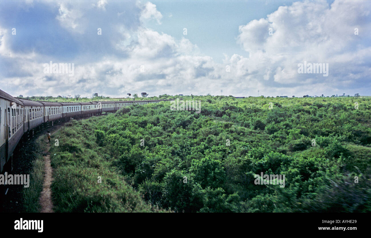 AFRICA KENYA Kenyan Railways train from Nairobi to Mombasa traveling ...