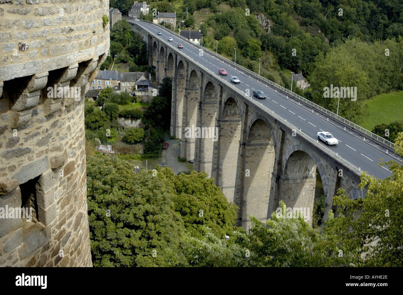 Dinan the viaduct and the gothic bridge Stock Photo - Alamy