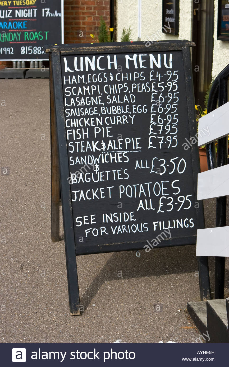 Lunch Menu Uk High Resolution Stock Photography and Images - Alamy