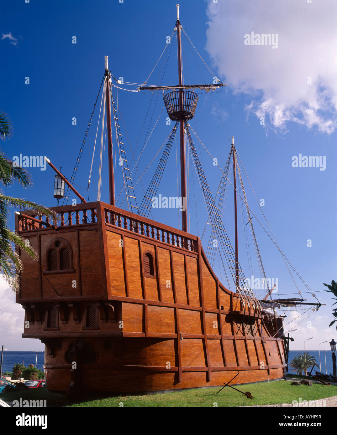A replica of Columbus ship the Santa Maria in Santa Cruz de la Palma ...