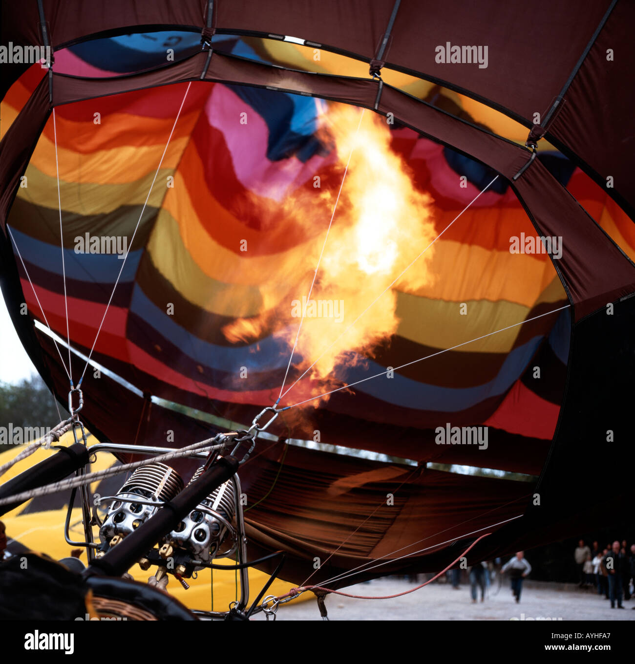 Hot air balloon inflating Stock Photo - Alamy