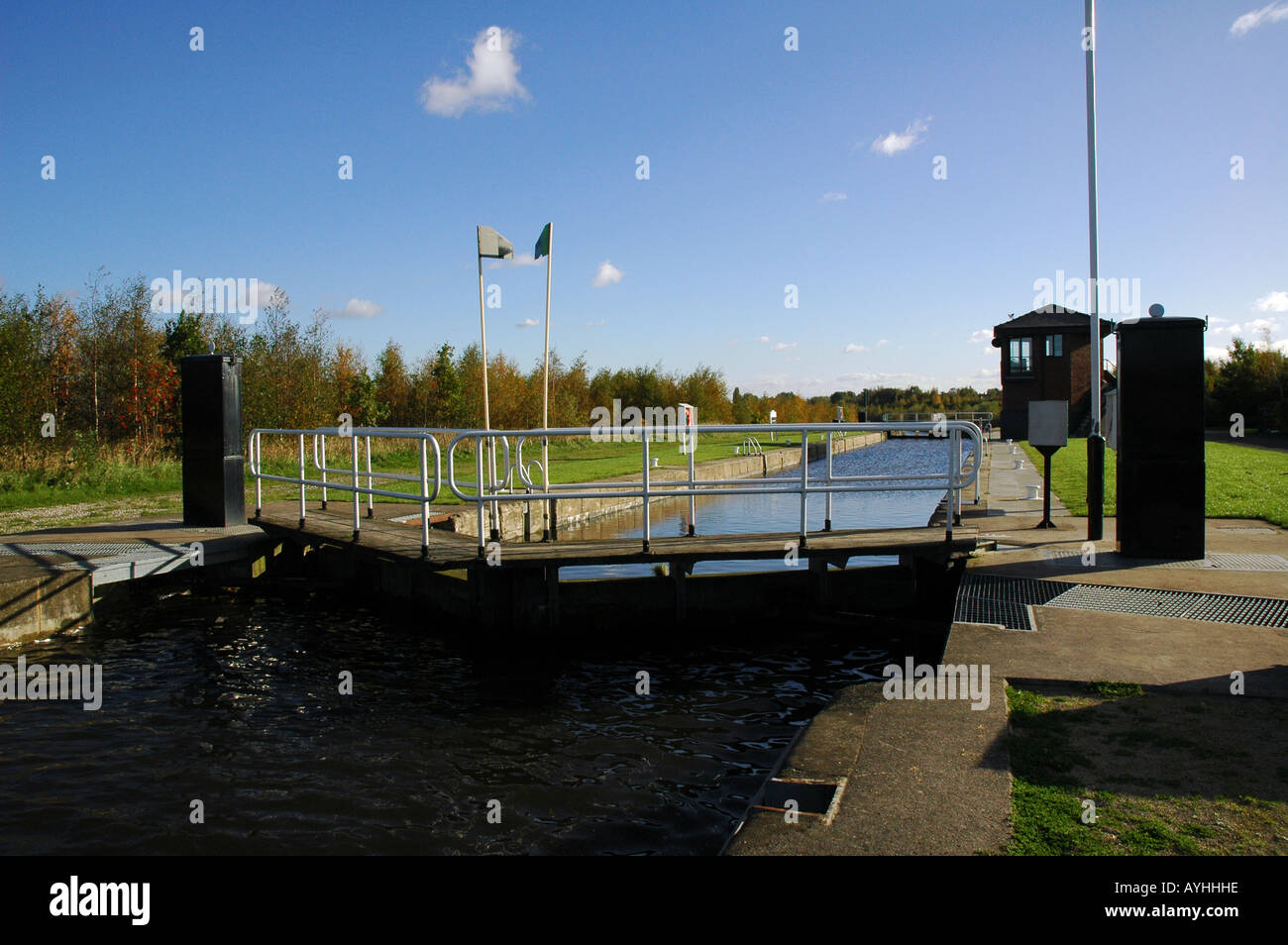 River aire calder navigation lockgates narrowboat barge travel ...