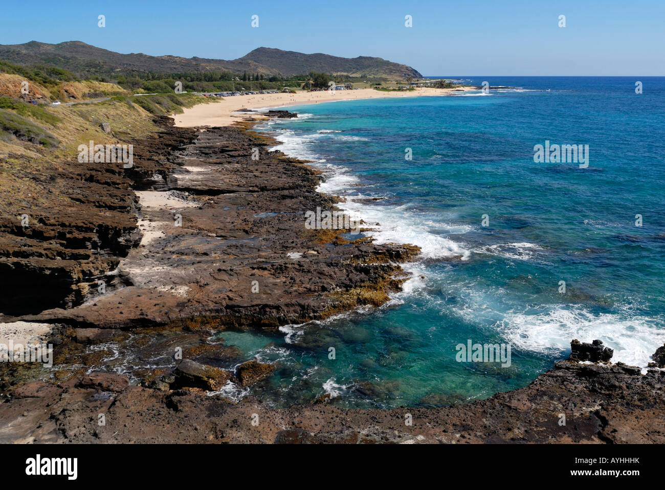View of Kaupo Beach Park on the island of O'ahu, Hawaii Stock Photo - Alamy
