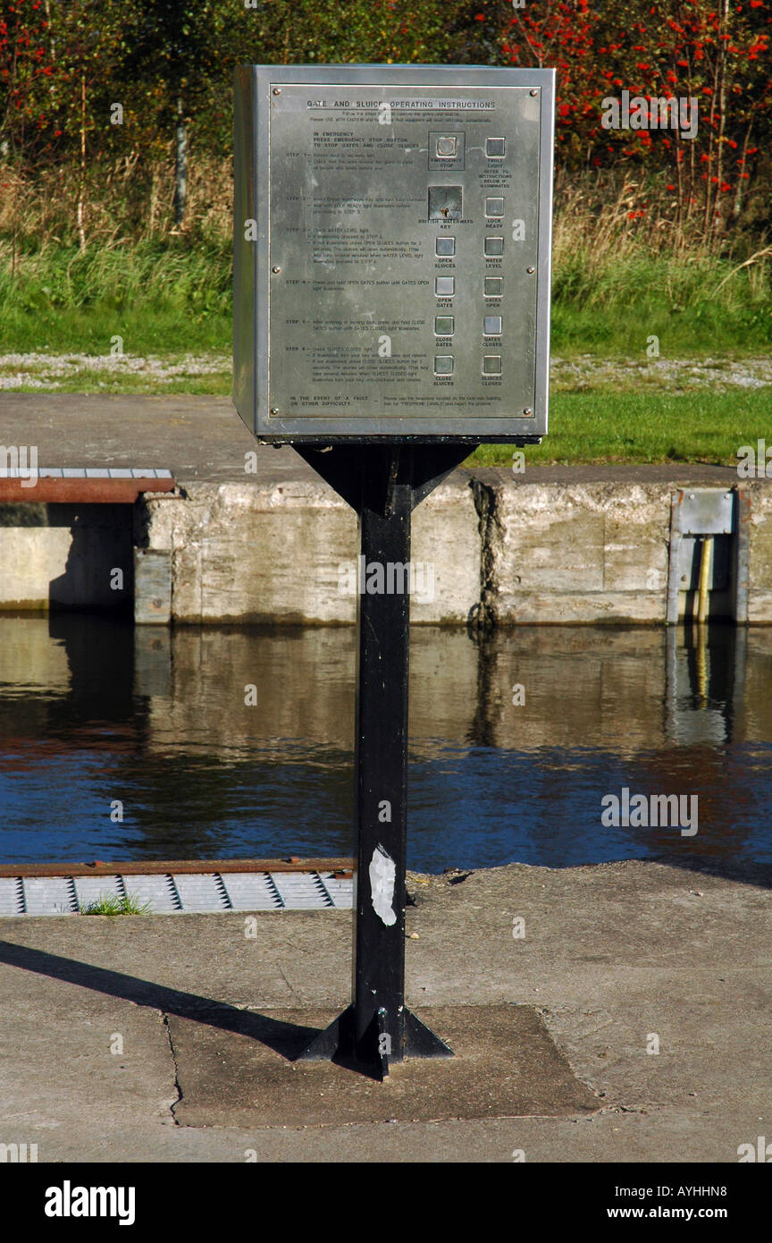 The control box which operates the locks at Lemonroyd Lock, Leeds, one ...
