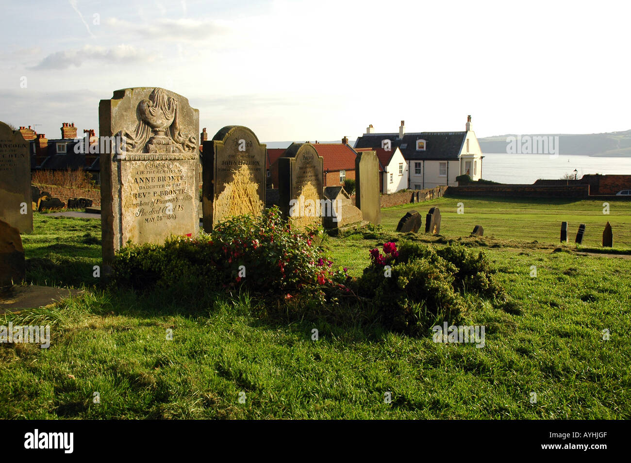 Wide view of Anne Bronte's grave, Scarborough, Yorkshire Stock Photo ...