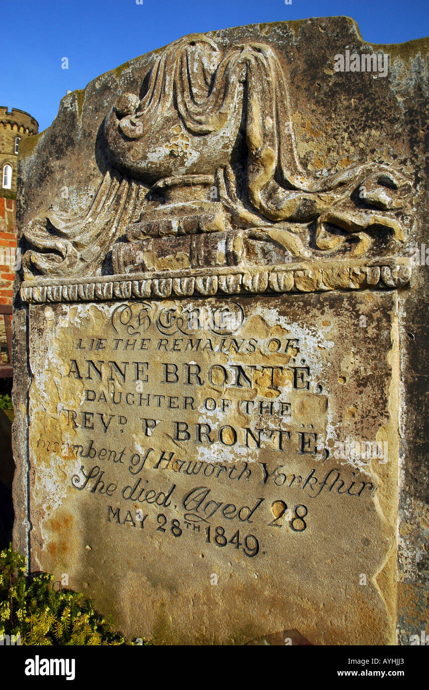 Detail of Anne Bronte's grave, Scarborough, Yorkshire Stock Photo - Alamy