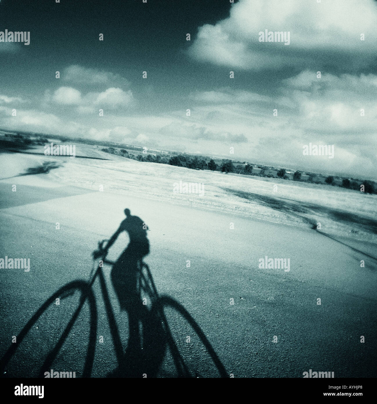 shadow of a man on a mountain bike Stock Photo - Alamy