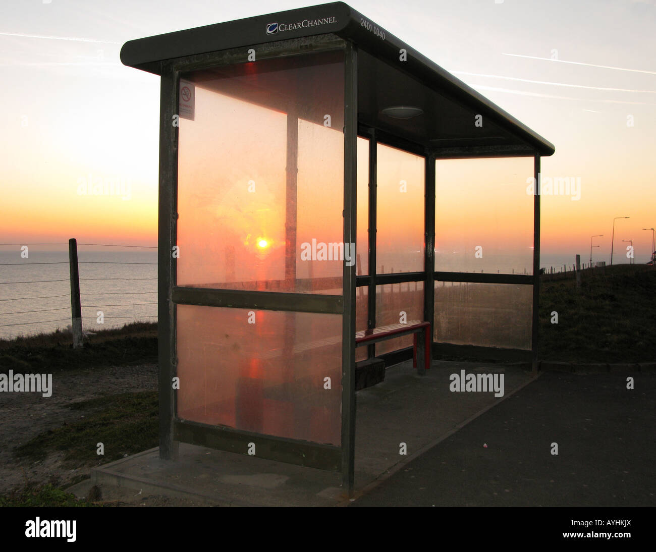 bus stop at sun set Rottingdean Brighton Stock Photo - Alamy
