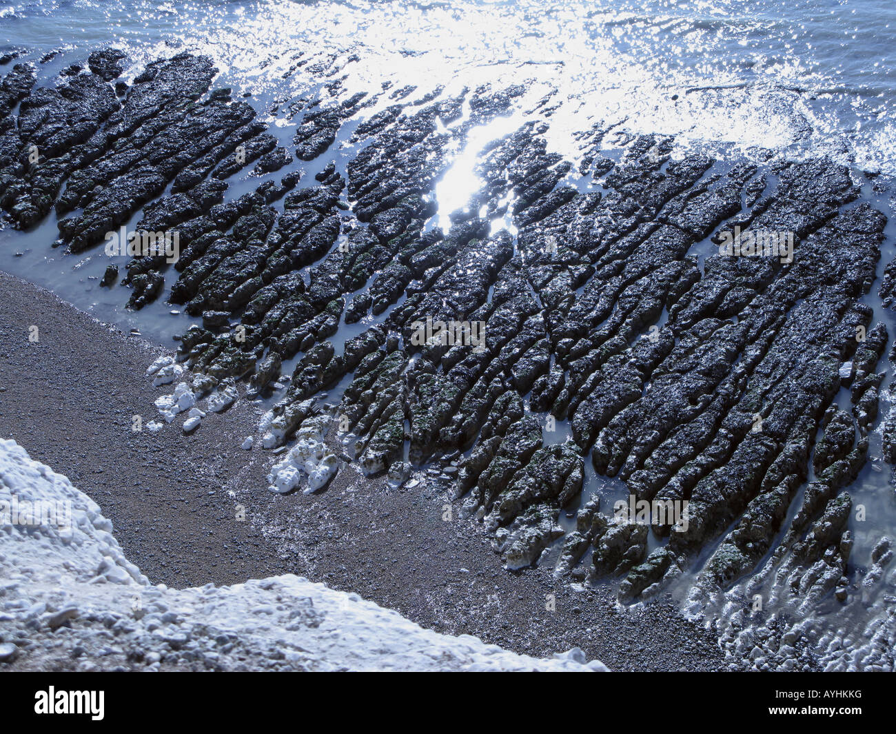 View of sea on rocks with tide out Stock Photo - Alamy