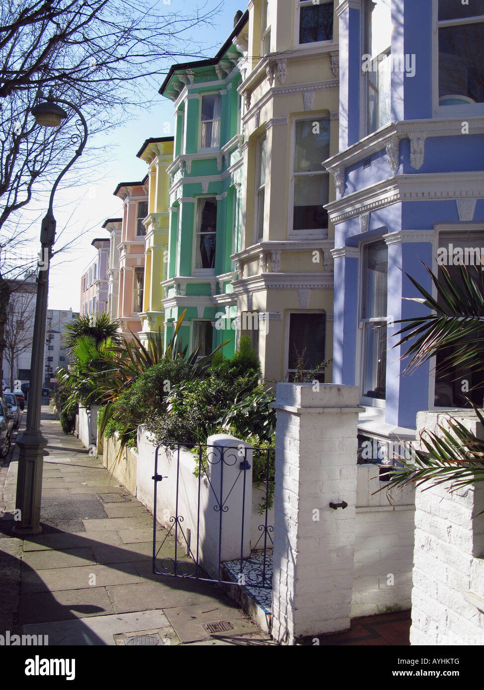 Colourful houses in Brighton street Stock Photo - Alamy