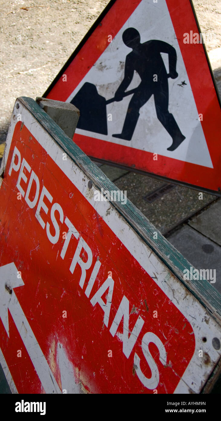Road Work warning sign, UK Stock Photo - Alamy