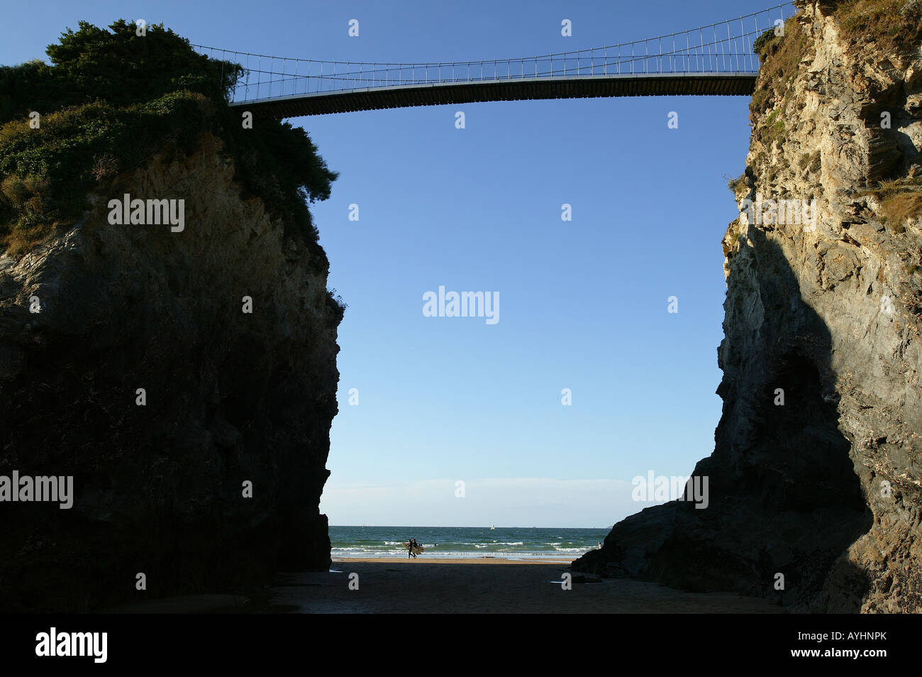 The Bridge at Towan Beach Newquay Cornwall Stock Photo - Alamy
