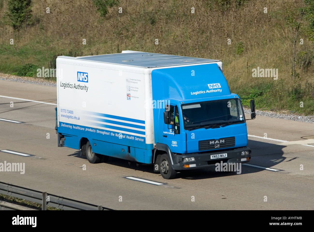M25 motorway NHS Logistics lorry delivering healthcare products via TNT ...