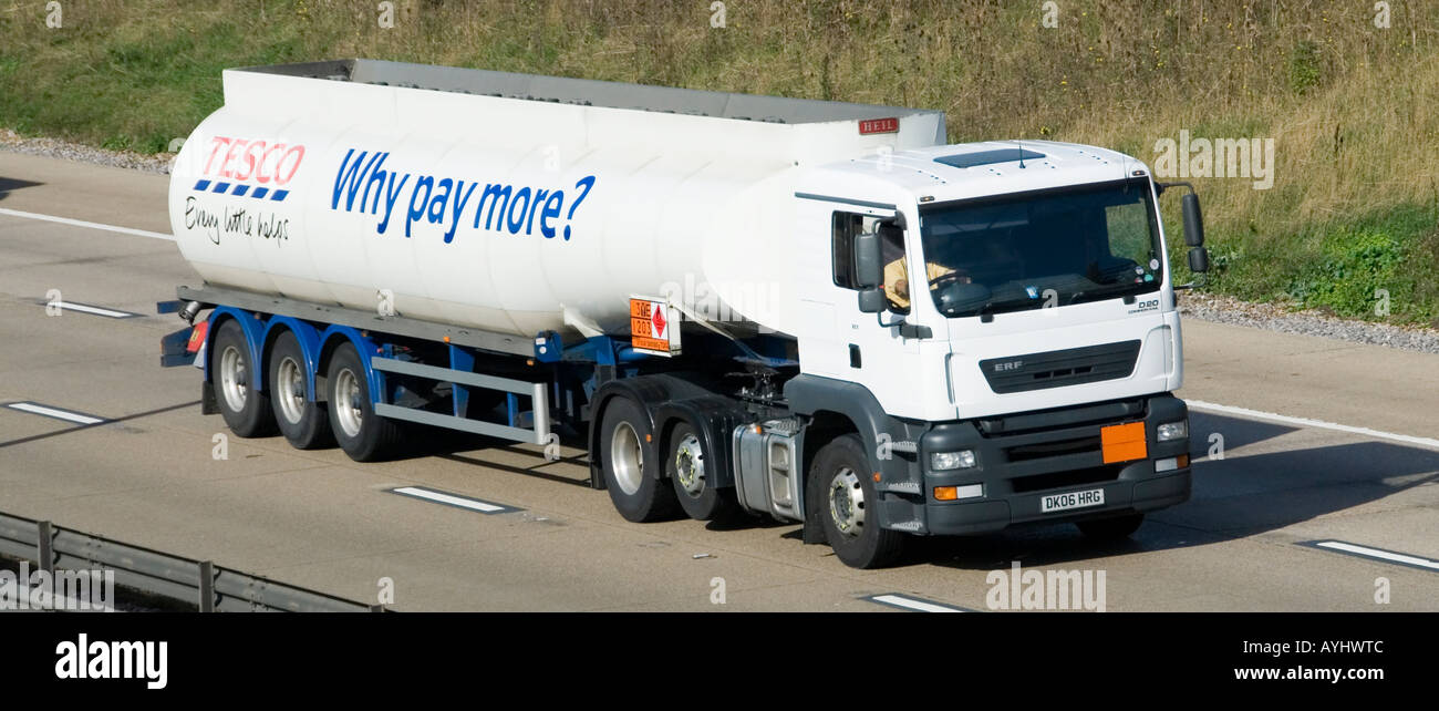 Tesco supermarkets ERF fuel delivery tanker trailer and lorry with ...