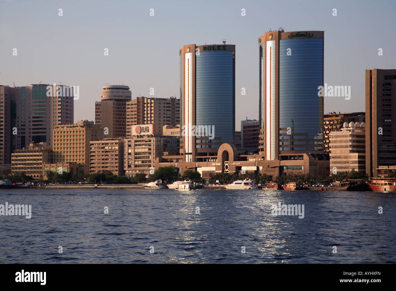 United Arab Emirates Dubai Deira skyline Twin Towers Stock Photo - Alamy