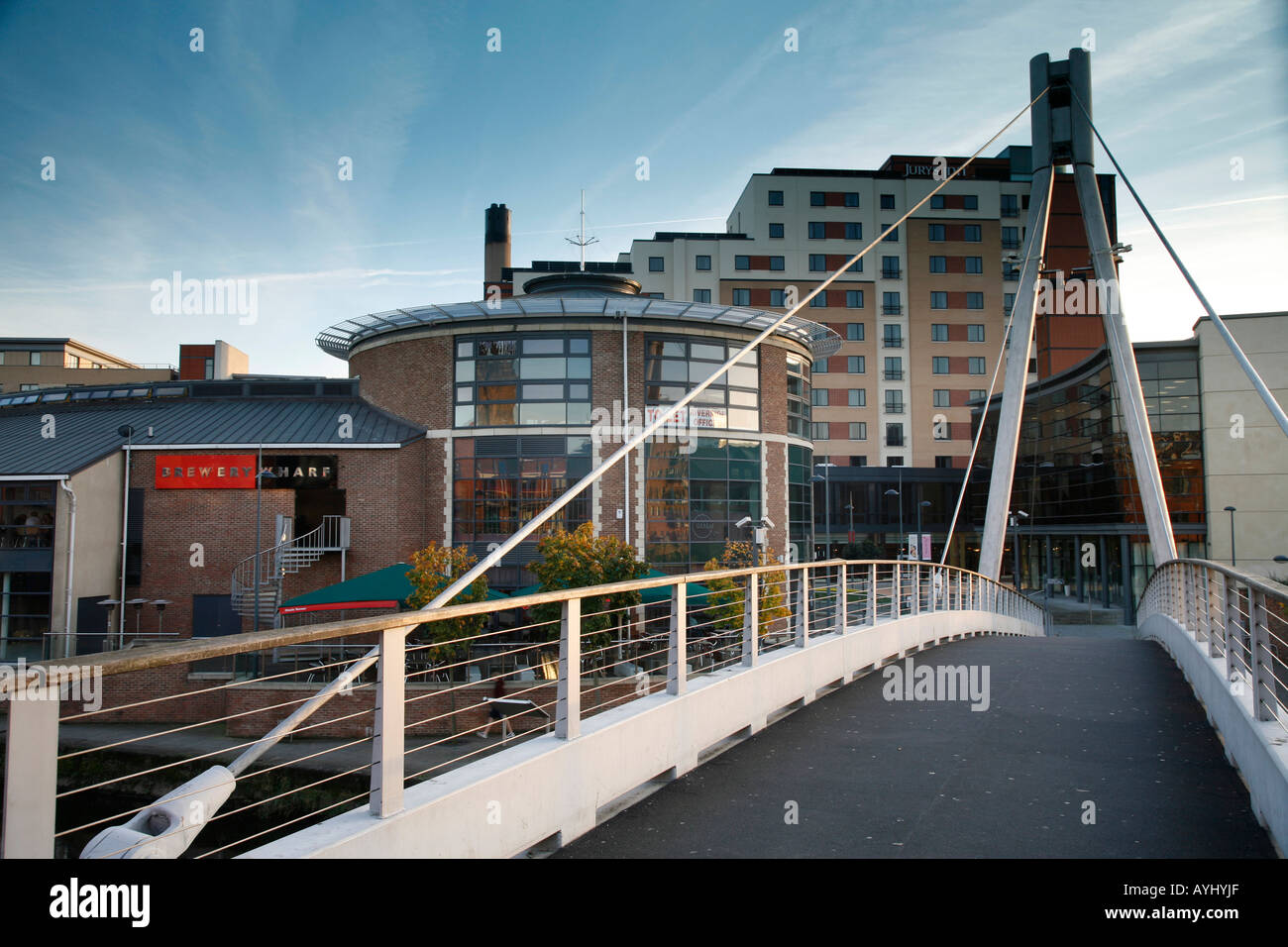 Bridge to The Oracle, cafe bar, & bar areas near the Leeds Riverside ...