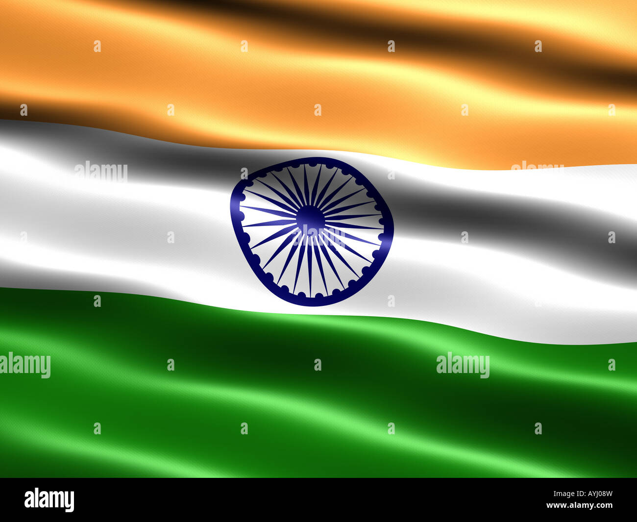 Flag of India computer generated illustration with silky appearance and ...