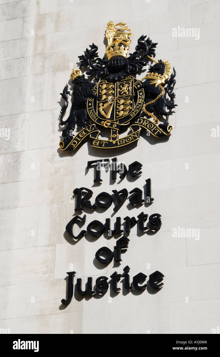 Royal Courts of Justice sign London Stock Photo - Alamy