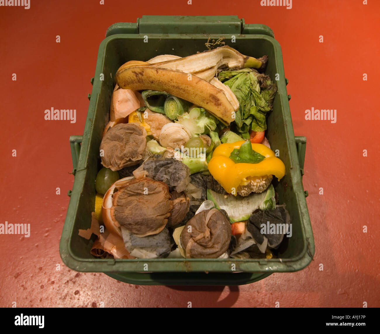 green waste in a kitchen compost bin Stock Photo - Alamy