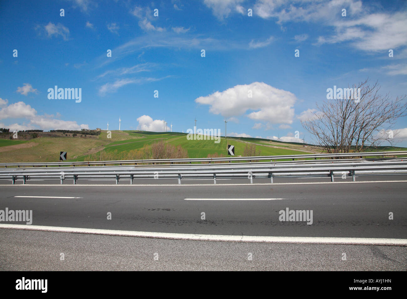 continental motorway and guardrail Stock Photo - Alamy