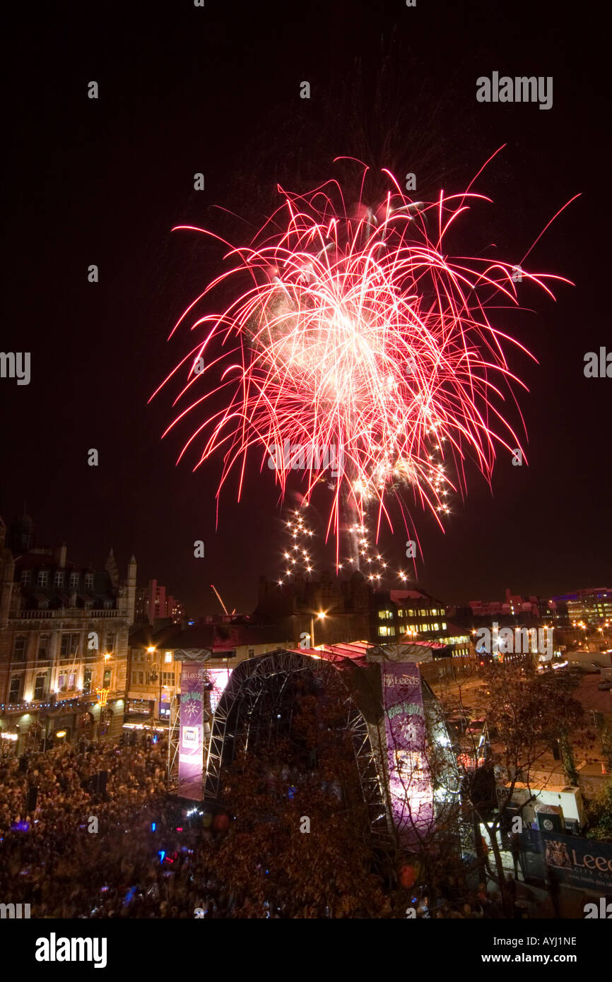 Firework Display over Leeds City Centre for the switching on off the ...