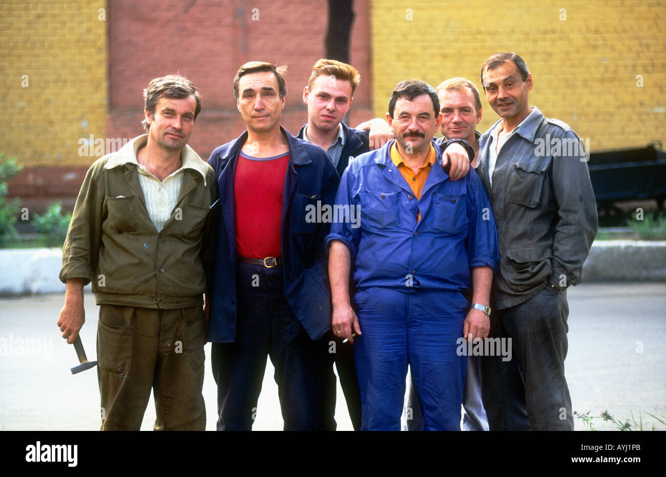 Russian male factory workers at automotive factory of 100 000 workers ...