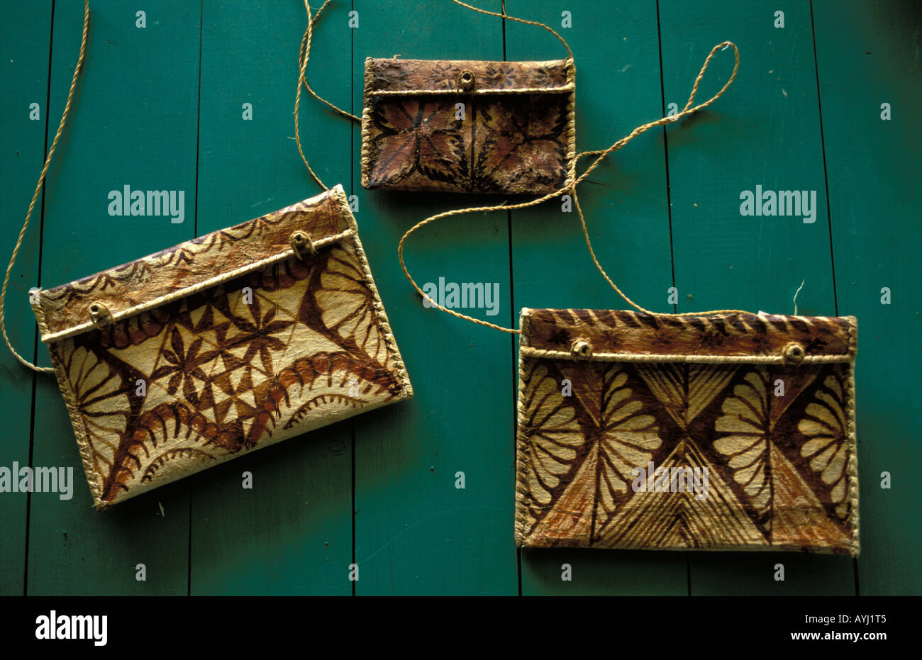 Tonga handbags with the traditional painting of cloth with ink Stock ...