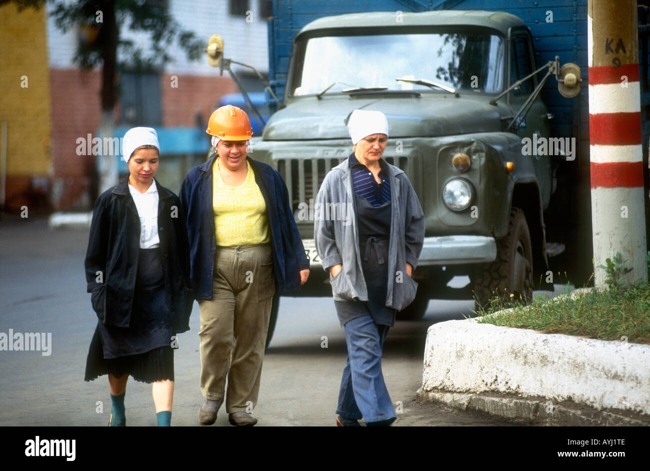3 Russian female factory workers at automotive factory of 100 000 ...