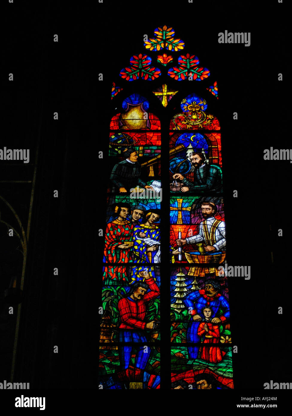 Stained glass window in the Votivkirche Vienna Austria Stock Photo - Alamy