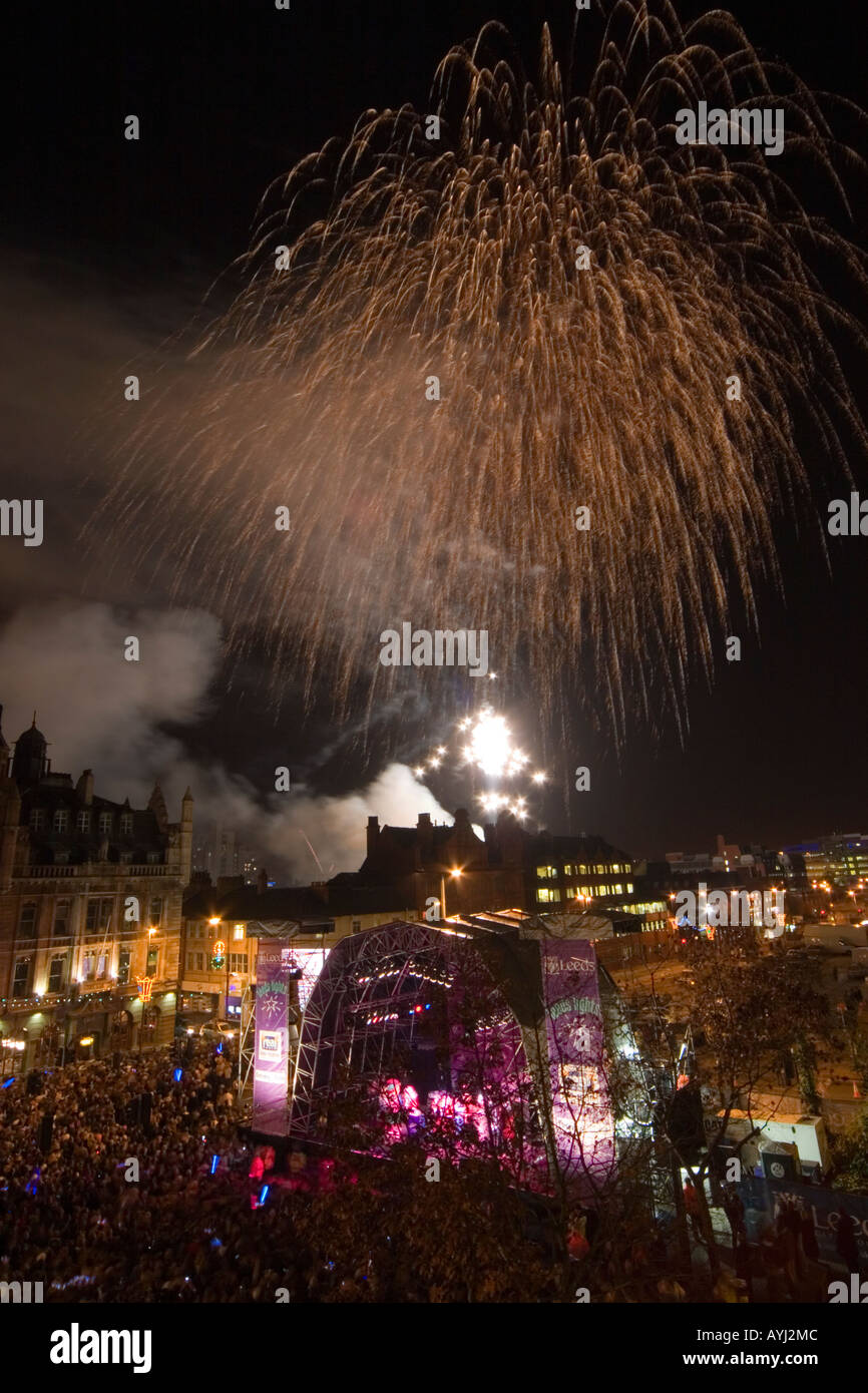 Firework Display over Leeds City Centre for the switching on off the ...