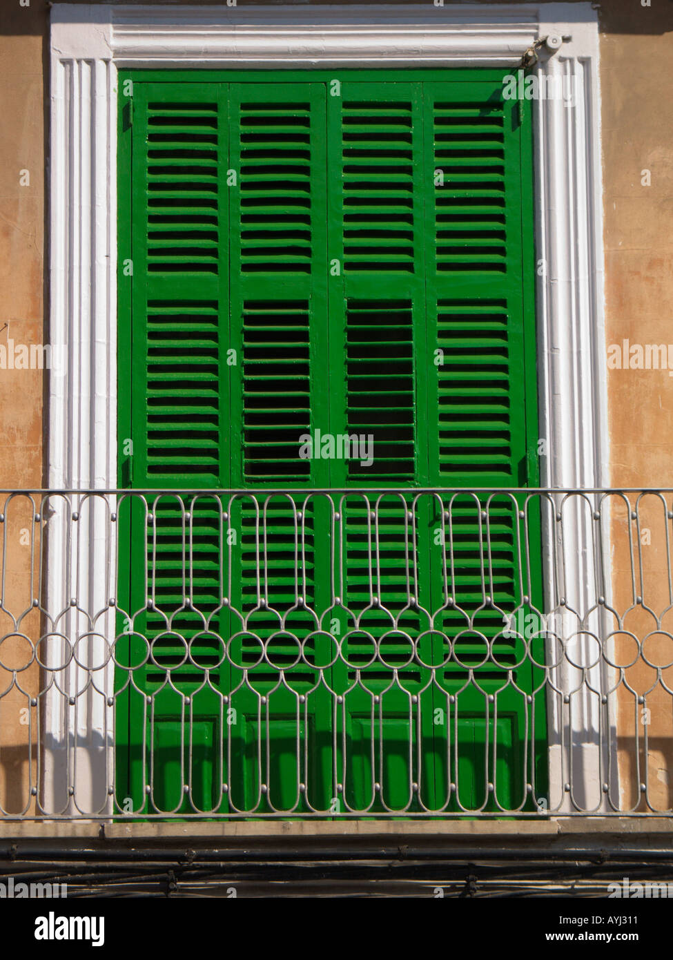 Typical Local Architecture Green Shutters Palma Majorca Spain Stock ...