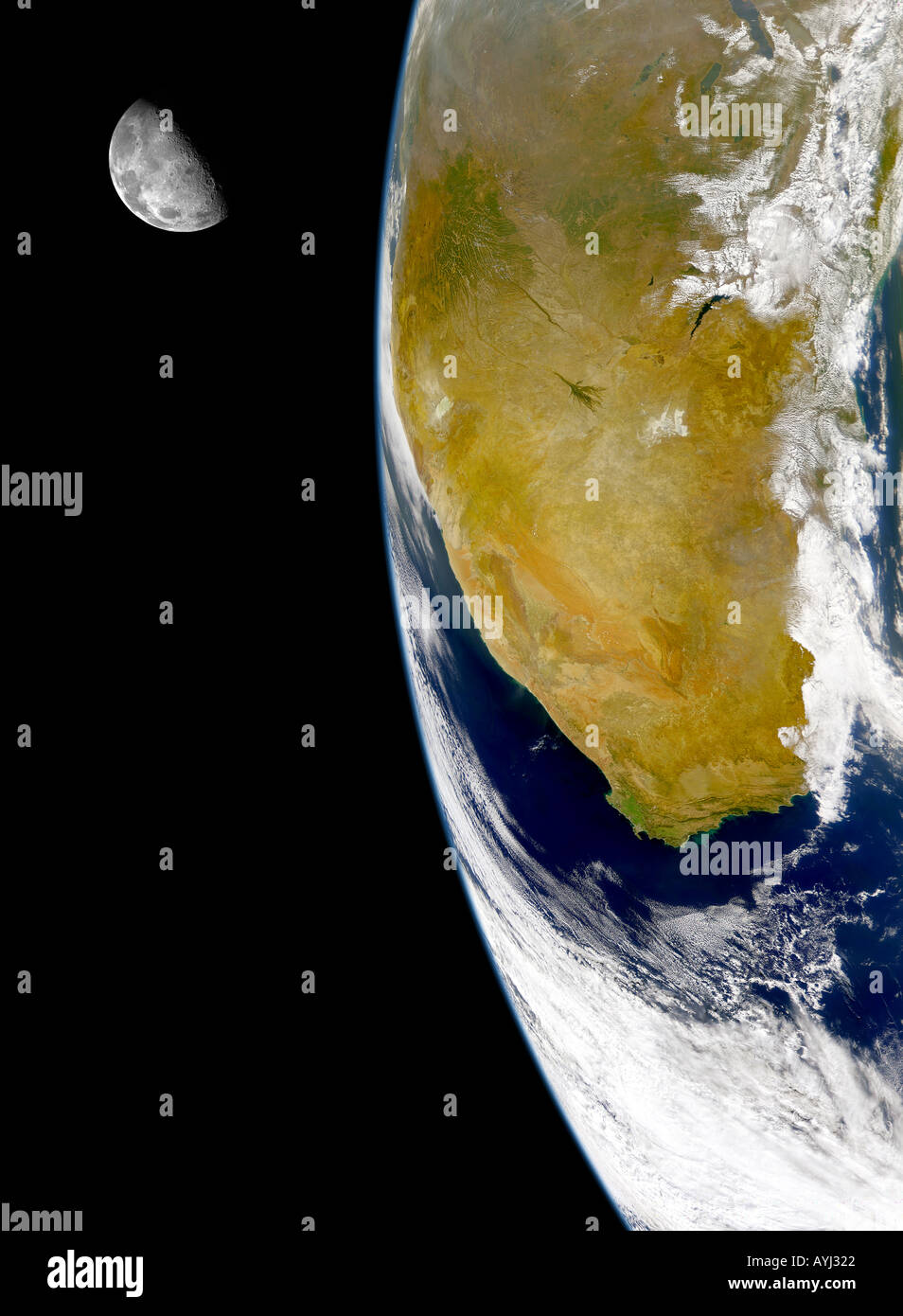 Satellite image of earth and moon from space Stock Photo - Alamy