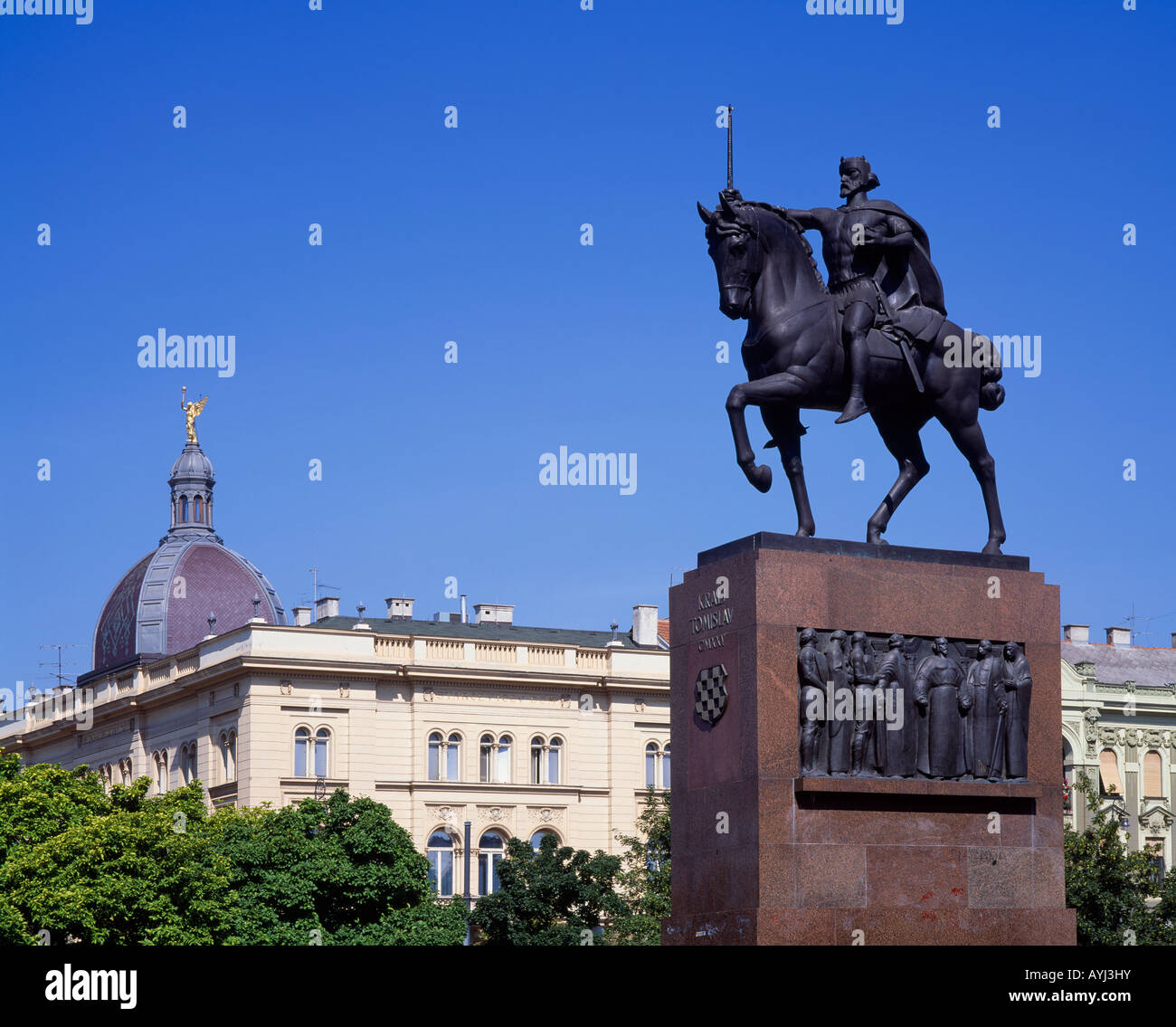 Statue of King Tomislava in trg Kralja Tomislava, Zagreb, Croatia Stock ...