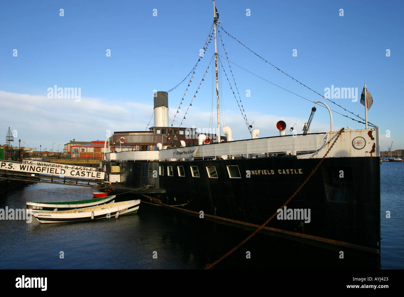 The paddle steamer PSS Wingfield Castle which is berthed in Hartlepool ...