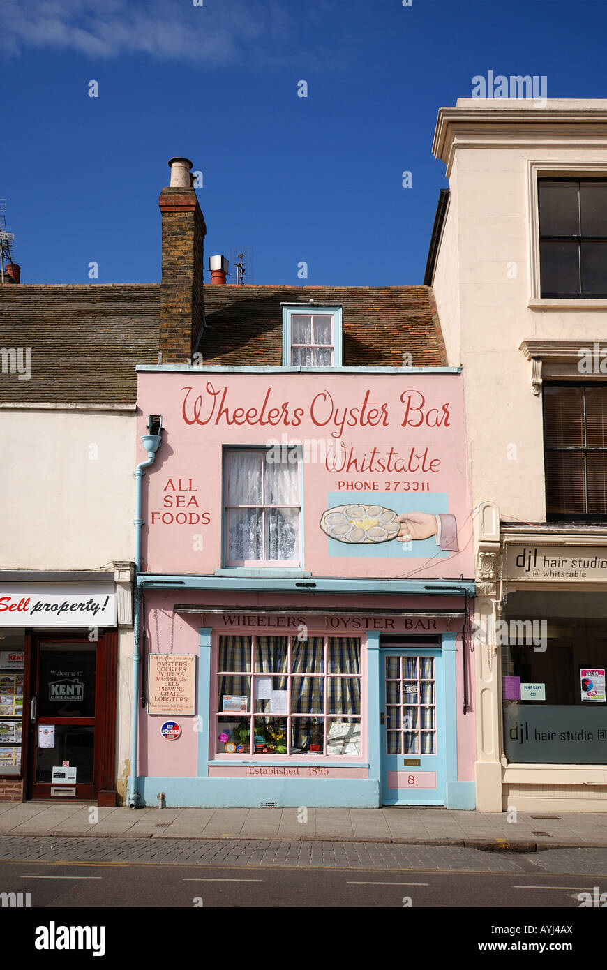 wheelers oyster bar part of the high street shops in Whitstable kent ...