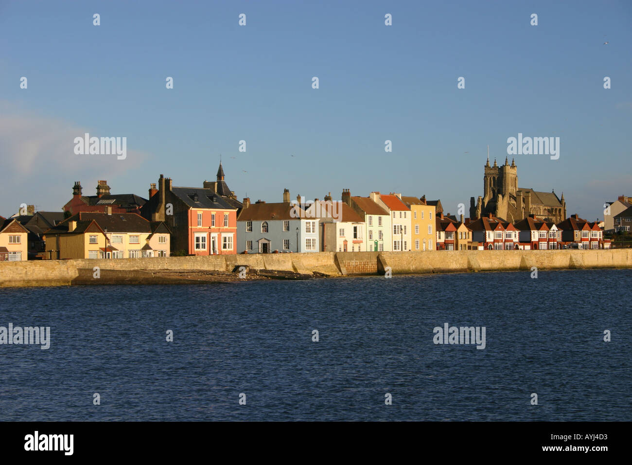 The headland and the docks in Hartlepool with St Hilda s church in the ...