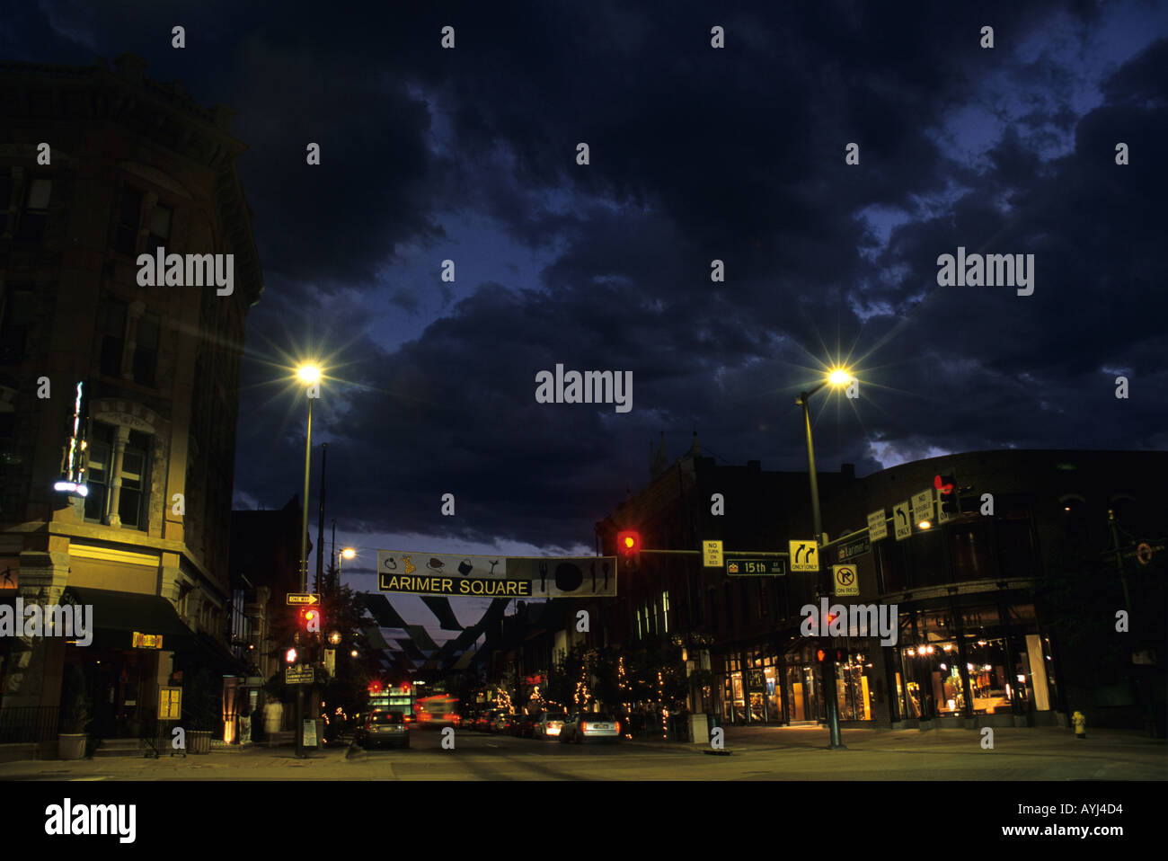 Street crossing and the Laramie Square area in Lower Downtown Denver ...