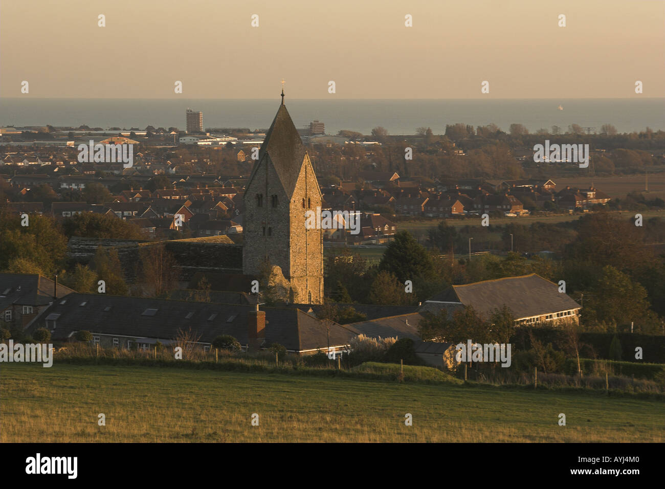 The Anglo-Saxon church of St Mary, Sompting, Sussex, nestling on the ...