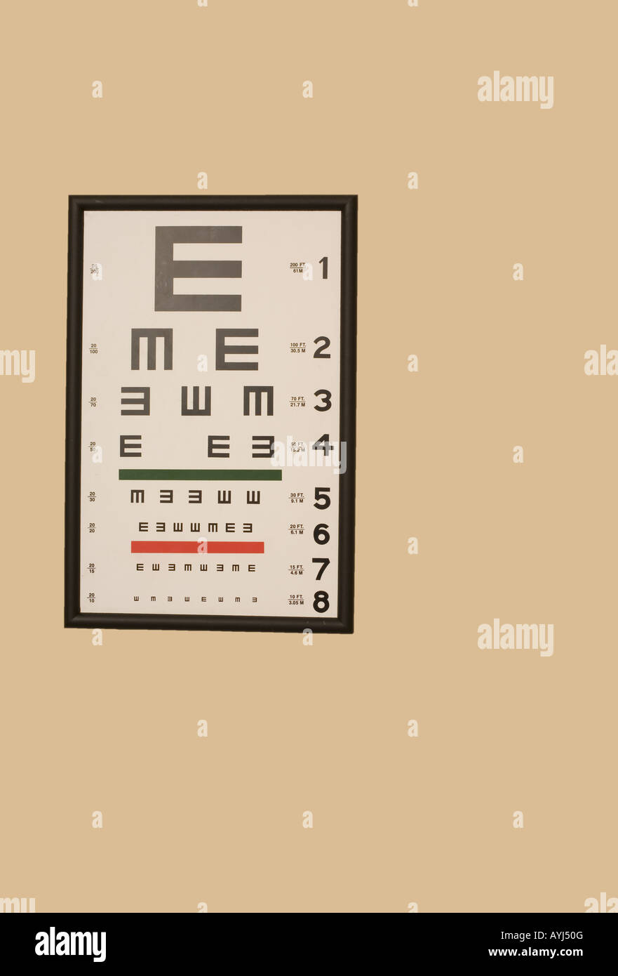 Eye chart hanging on the wall in a medical office Stock Photo - Alamy