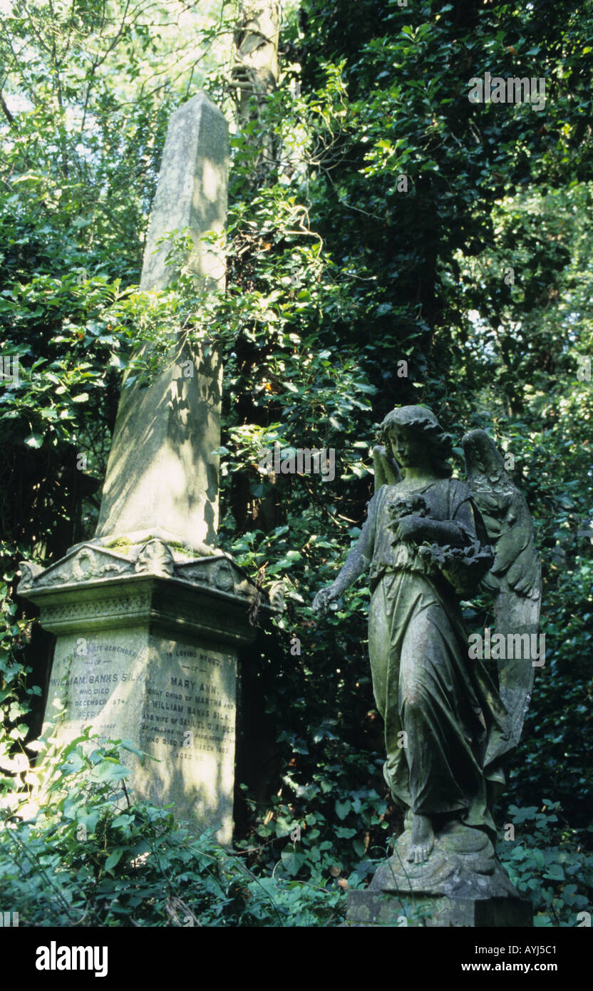 Victorian statue on grave in Highgate cemetery Stock Photo - Alamy