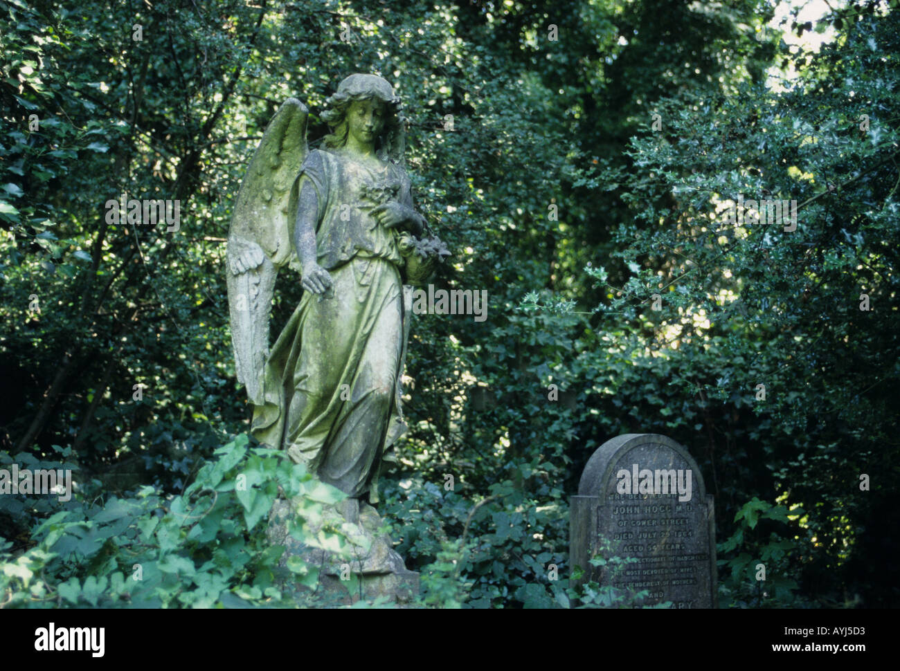 Victorian statue on grave in Highgate cemetery Stock Photo - Alamy