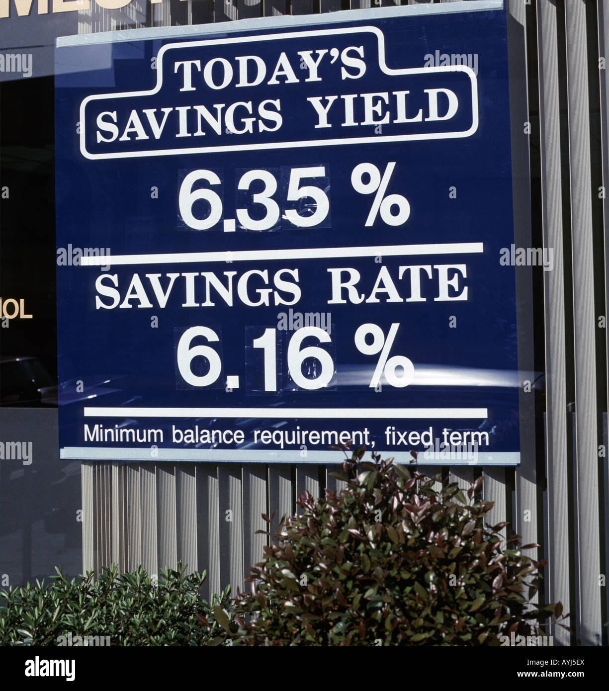 current interest rates posted in a window of a Savings and Loan in San ...