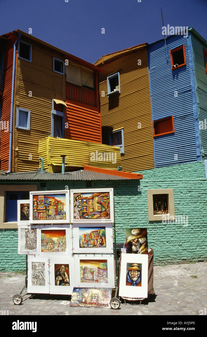 La Boca Street Painted houses Stock Photo - Alamy
