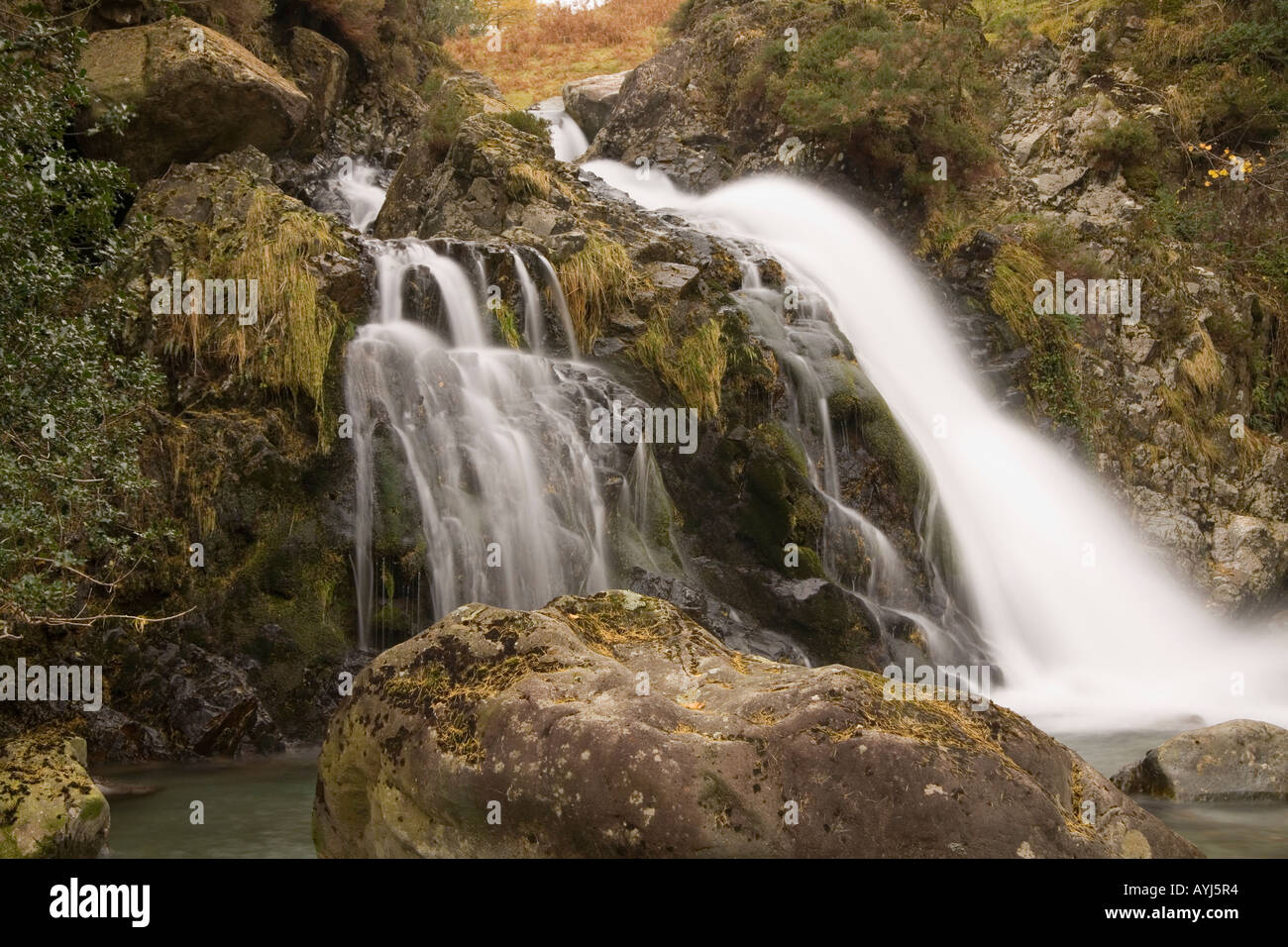 WASTDALE HEAD LAKE DISTRICT CUMBRIA UK November A waterfall on Mosedale ...