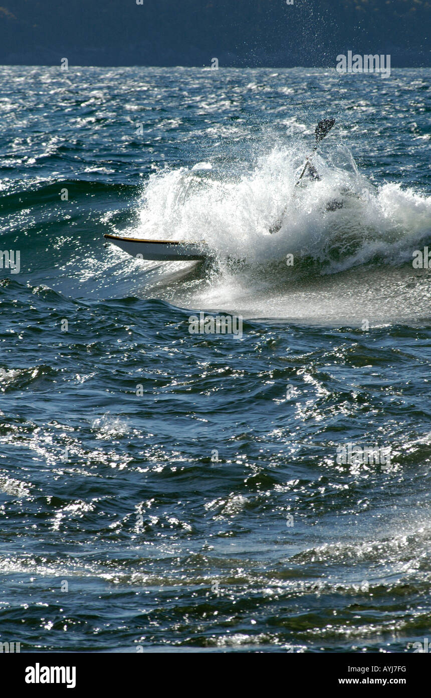 Sea kayaking in waves on Lake Superior Stock Photo - Alamy