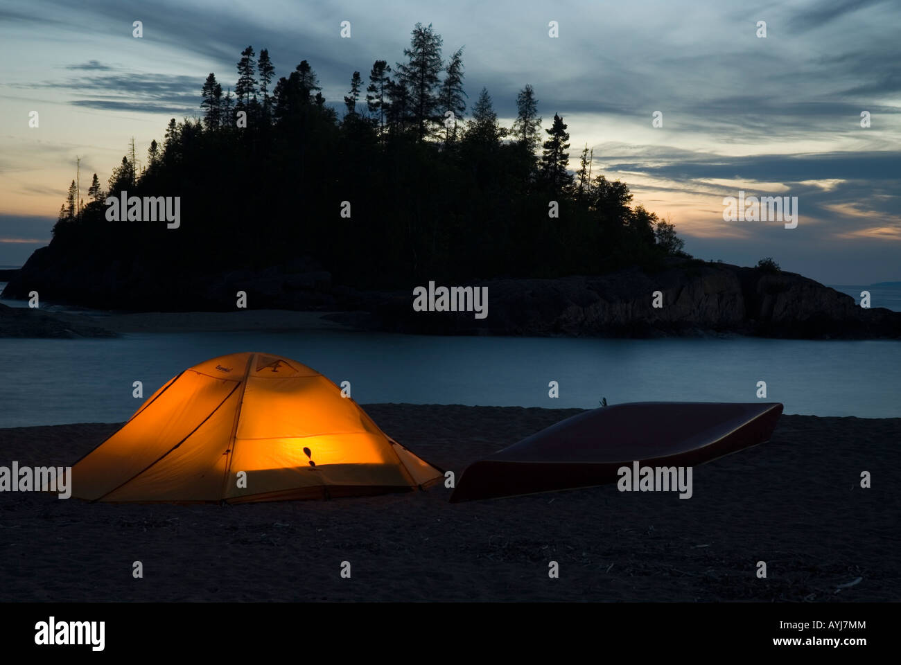 Evening camping on Lake Superior Stock Photo - Alamy