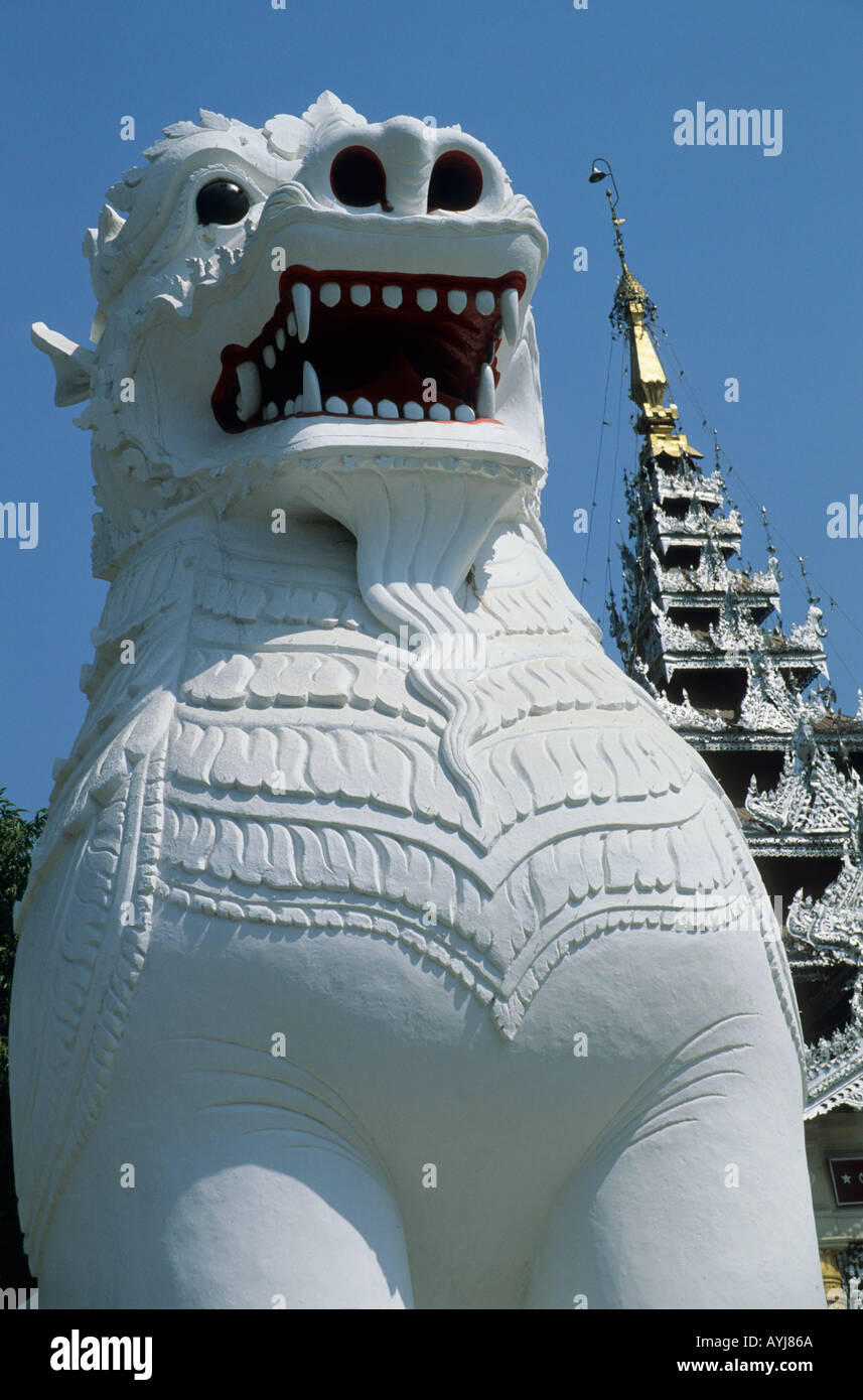 Burmese lion carving myanmar hi-res stock photography and images - Alamy
