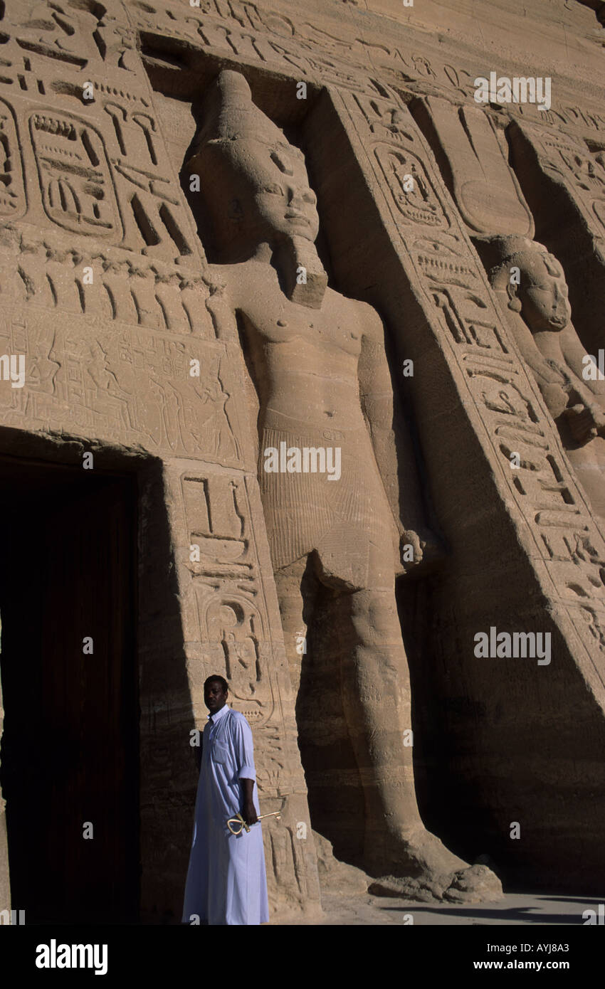 Gatekeeper with key at Temple of Hathor Abu Simbel Egypt Stock Photo ...