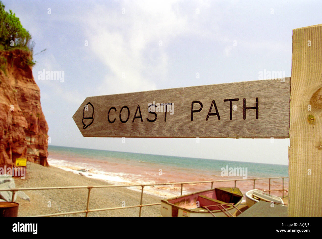 Coastal path sign at Sidmouth, Devon, England Stock Photo - Alamy