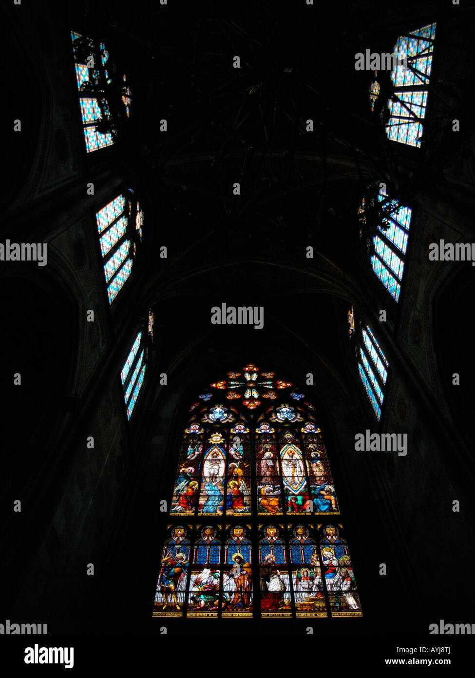 Stained glass windows in the Votivkirche Vienna Austria Stock Photo - Alamy